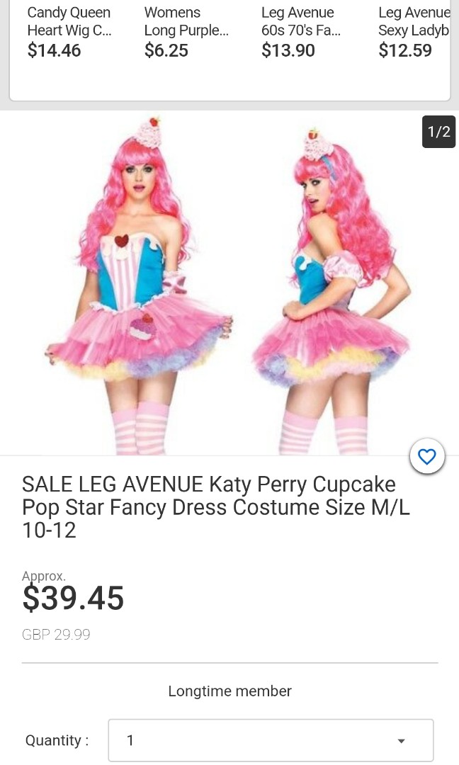 Katy Perry Cupcake Fancy Dress Costume, Women's Fashion, Dresses & Sets ...