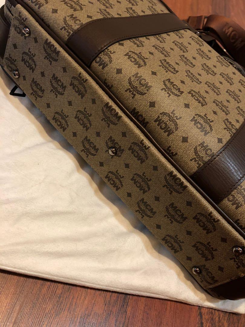 MCM logo laptop bag, Luxury, Bags & Wallets on Carousell