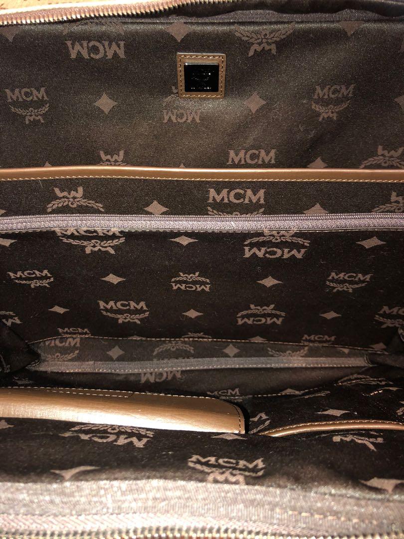 MCM logo laptop bag, Luxury, Bags & Wallets on Carousell