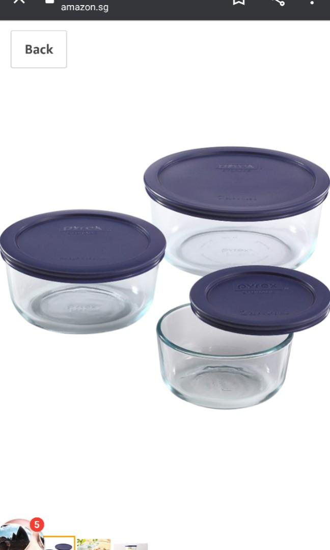 Pyrex 3-piece Glass Round Storage (BNIB), Furniture & Home Living ...