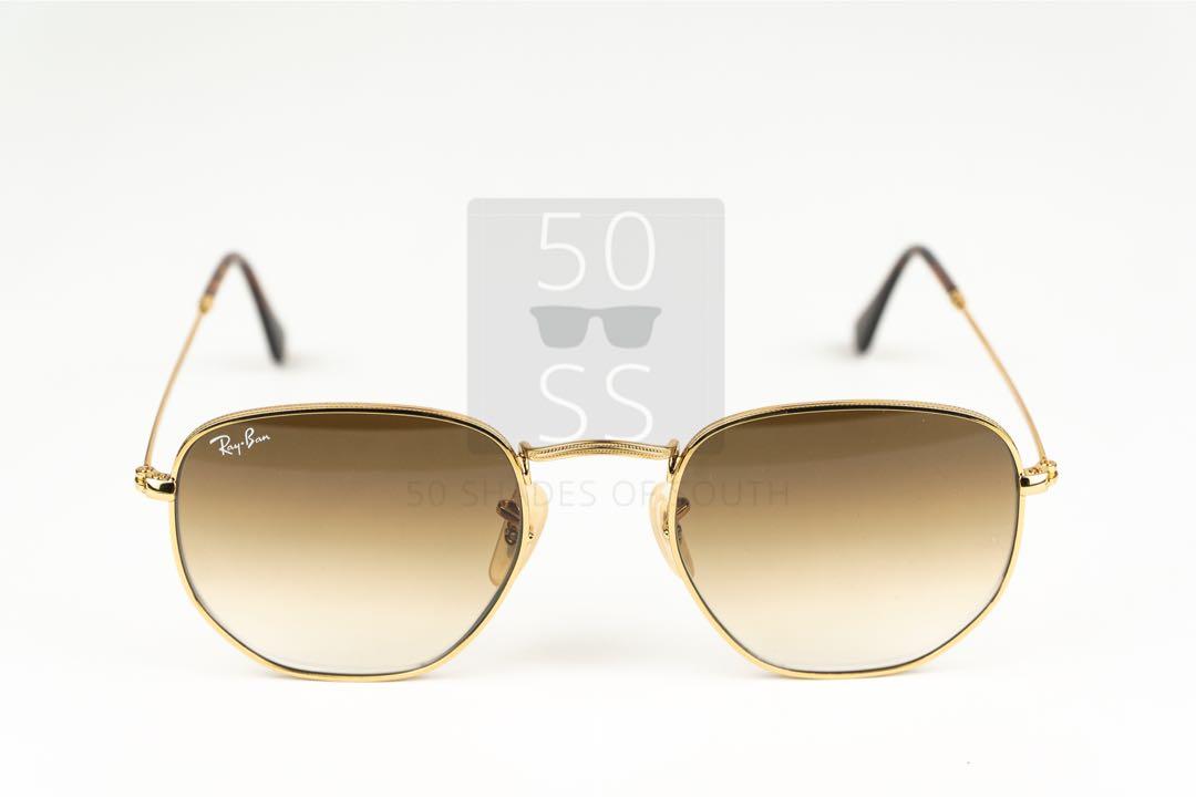 Ray Ban Hexagonal Brown, Men's Fashion, Watches & Accessories ...