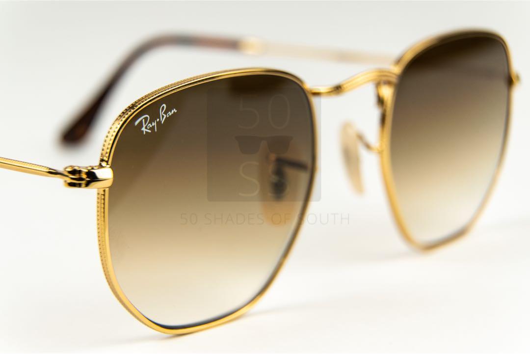 Ray Ban Hexagonal Brown, Men's Fashion, Watches & Accessories ...