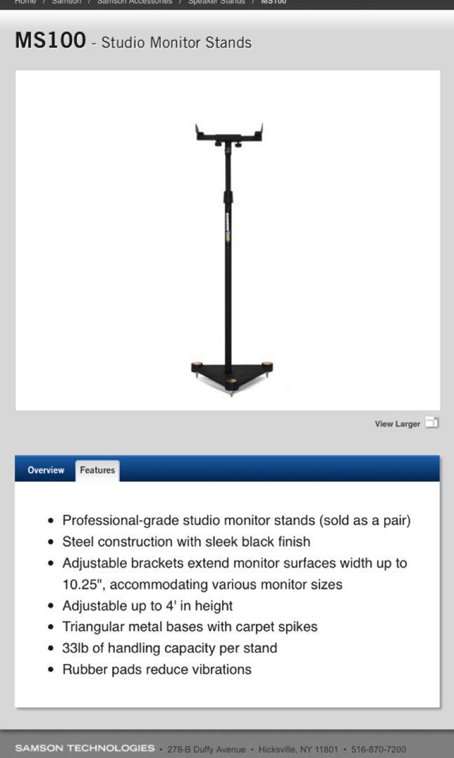 Samson Monitor/Speaker Stand, Audio, Soundbars, Speakers & Amplifiers ...