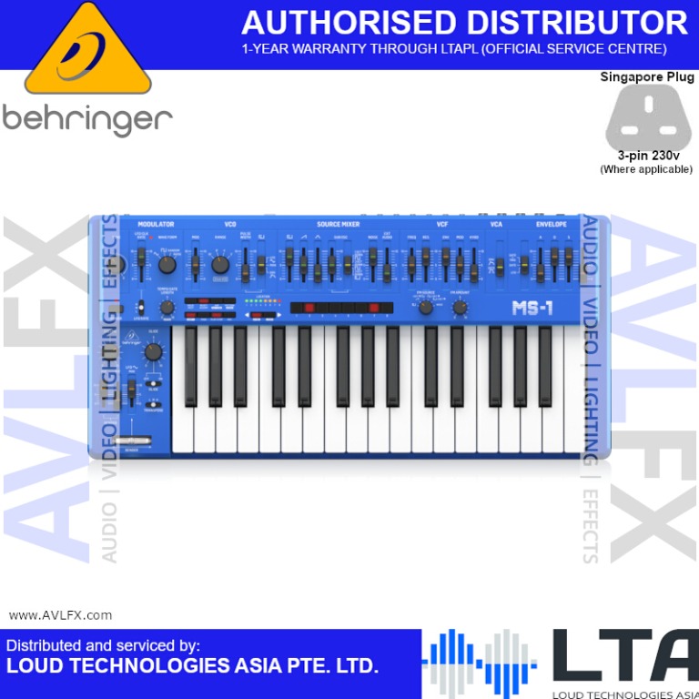 Behringer MS1 BU Analog Synthesizer with 32 Full-Size Keys, Audio ...