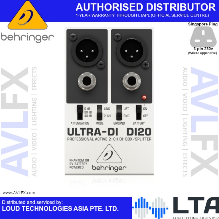 Behringer ULTRA-DI DI20 Professional Active 2-Channel DI-Box/Splitter ...