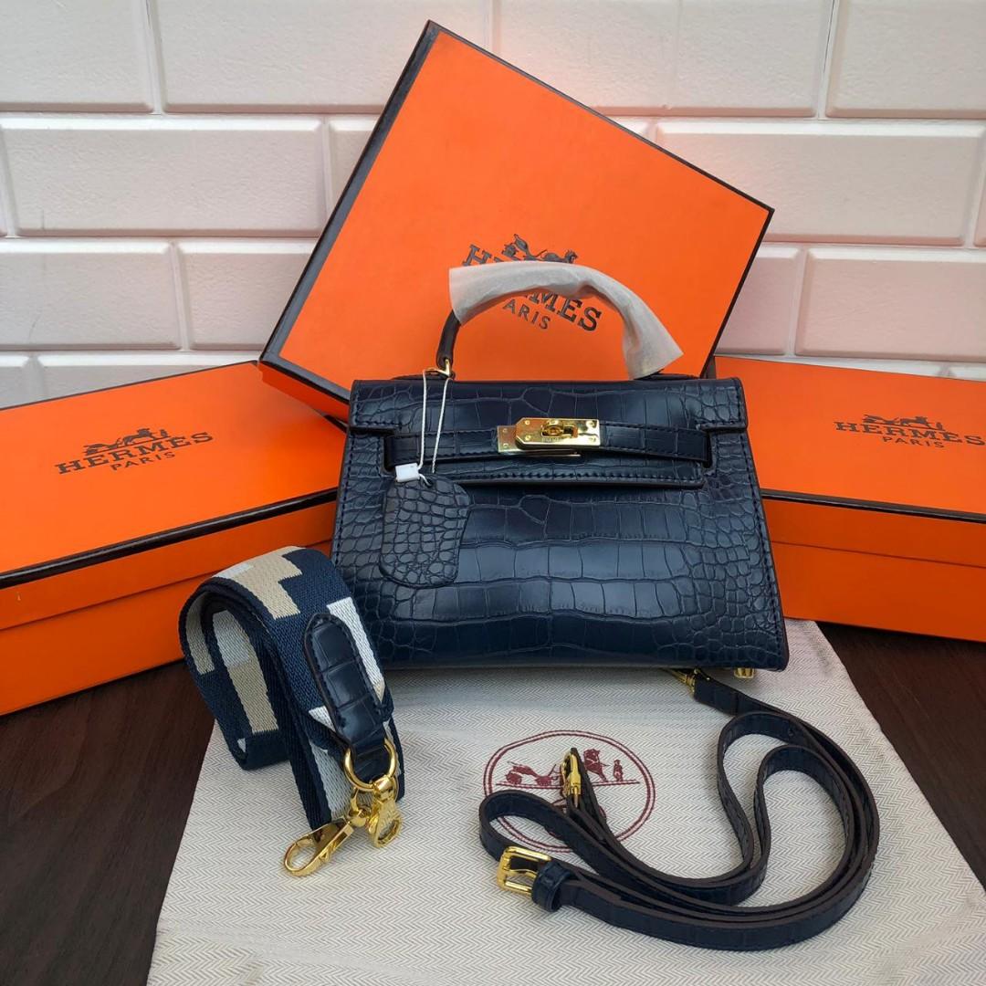 Hermes Kelly Croco Pochete, Fesyen Wanita, Tas & Dompet di Carousell