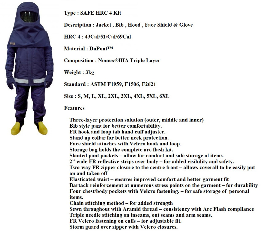 PPE AFHRC443 2XL Arc Flash Suit Nomex IIIA HRC 4 43Cal FR, Men's ...