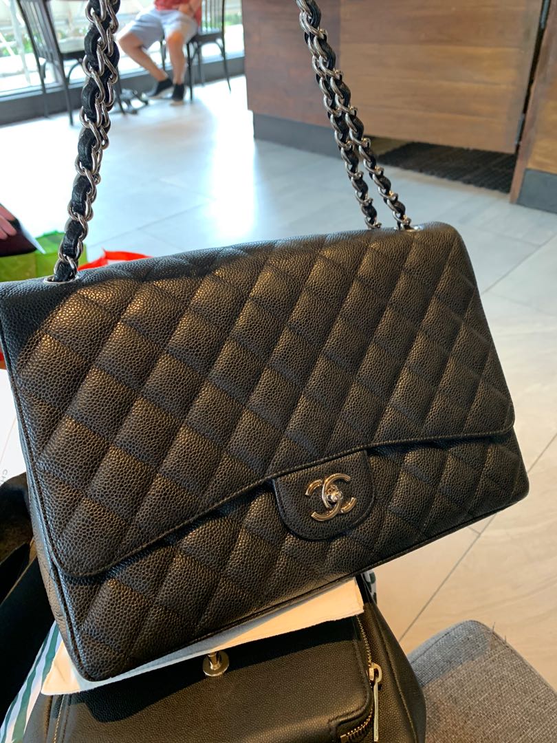 Authentic Chanel Jumbo Single Flap Caviar Black, Luxury, Bags & Wallets ...