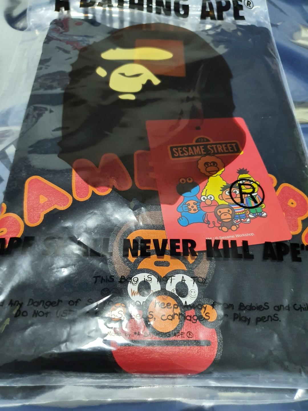 Bape x Sesame Street milo & elmo tee, Men's Fashion, Tops & Sets ...