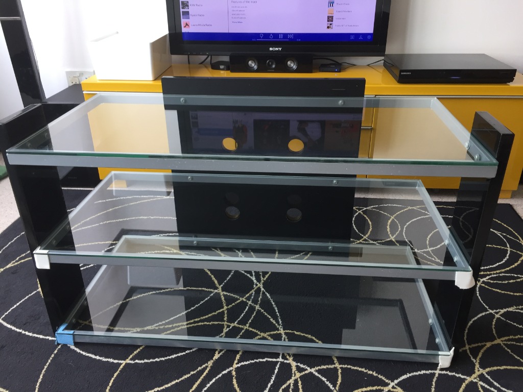 3 Shelf Glass Modern Component Stand/Shelving Unit, Furniture & Home ...