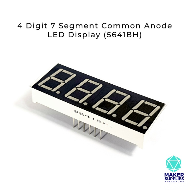 5641BH 4 Digit 7 Segment Common Anode LED Display 4D7S - MakerSupplies ...