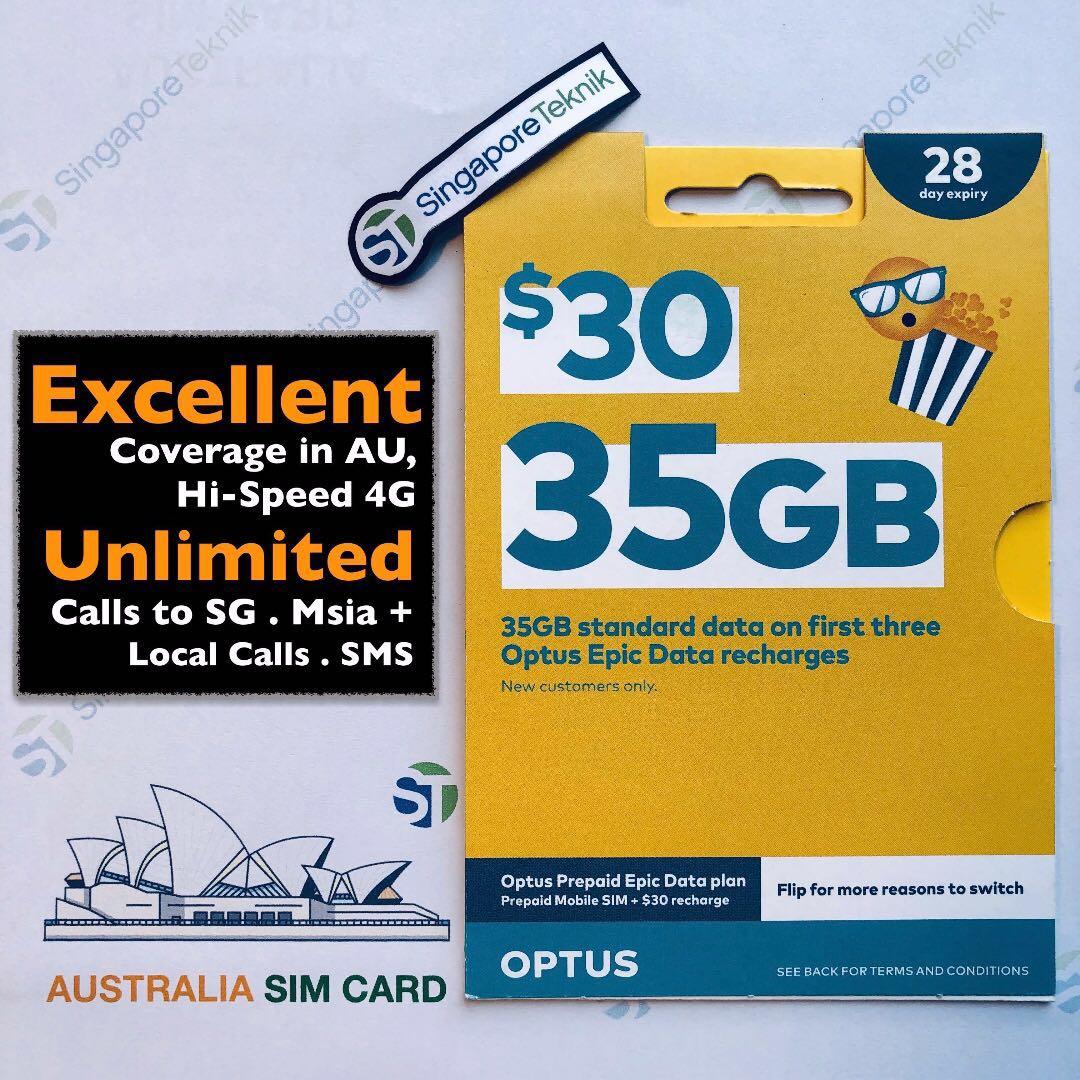 Australia Optus SIM Card 35GB Data Free Call SMS 4G All Mobile Phone No ...