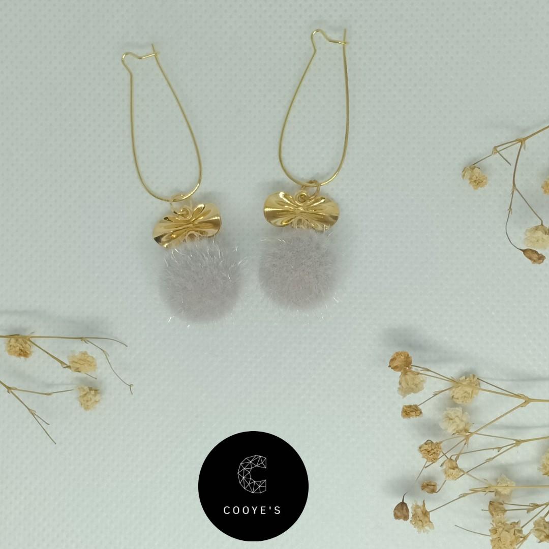 Grey Fur ball series, Women's Fashion, Jewelry & Organisers, Earrings ...