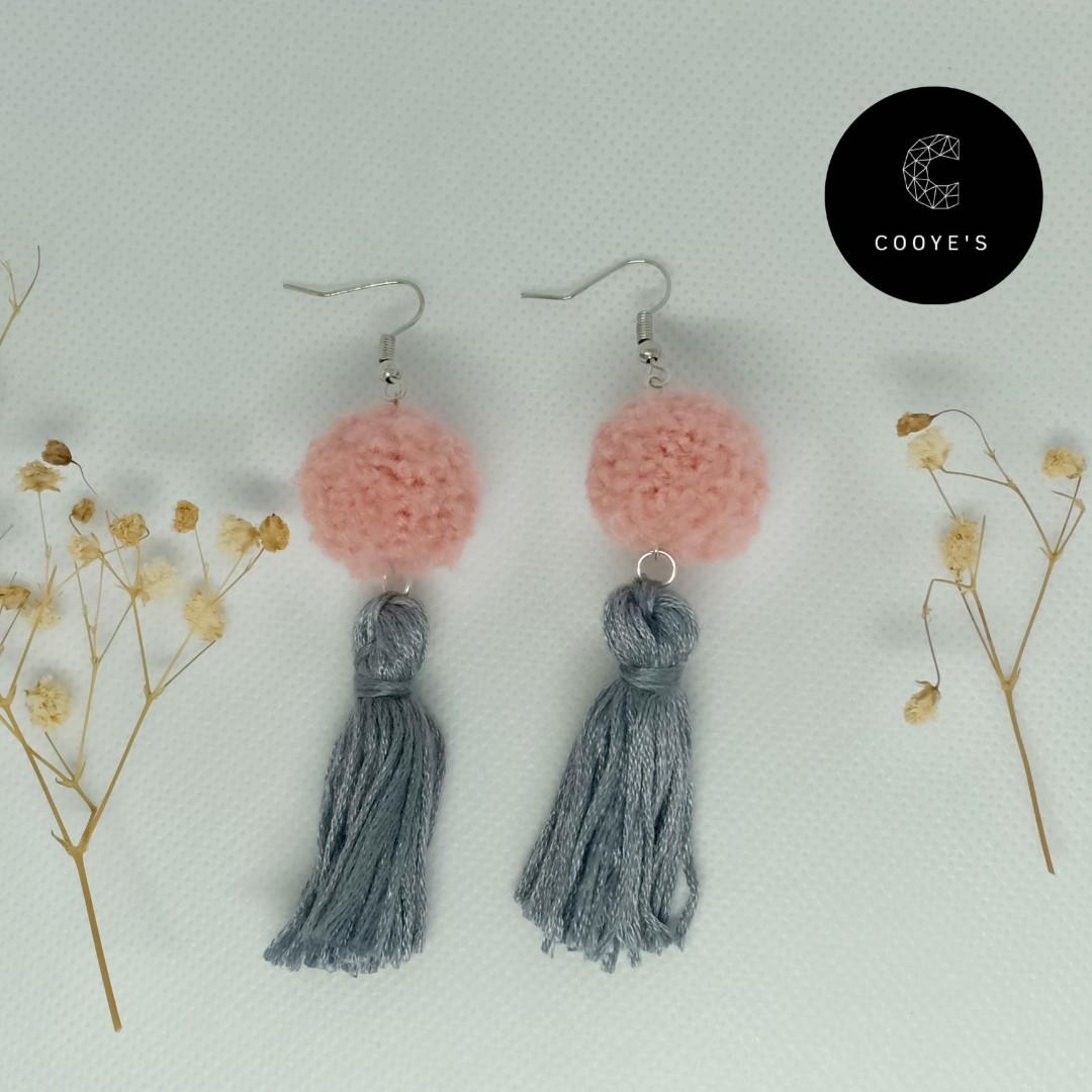Grey Fur ball series, Women's Fashion, Jewelry & Organisers, Earrings ...