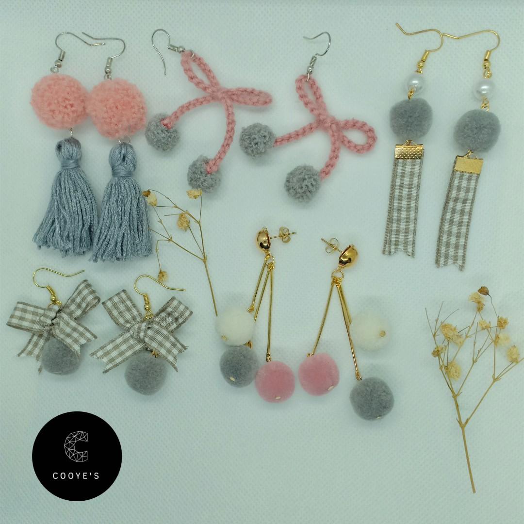 Grey Fur ball series, Women's Fashion, Jewelry & Organisers, Earrings ...