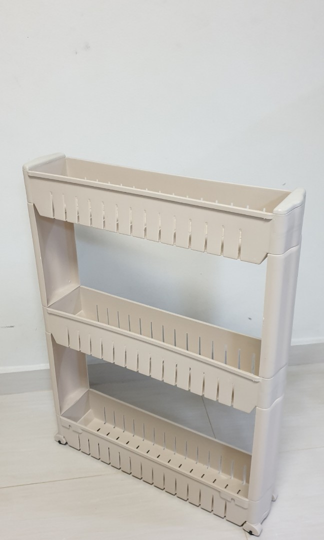 Movable slim 3-tier rack, Furniture & Home Living, Furniture, Shelves ...