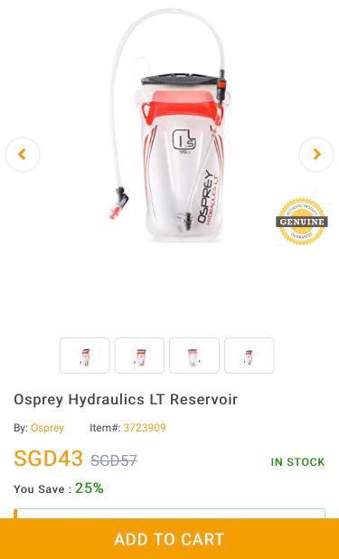 Osprey 2.5L Reservoir by Hydrapak, for long distance runner, Sports ...