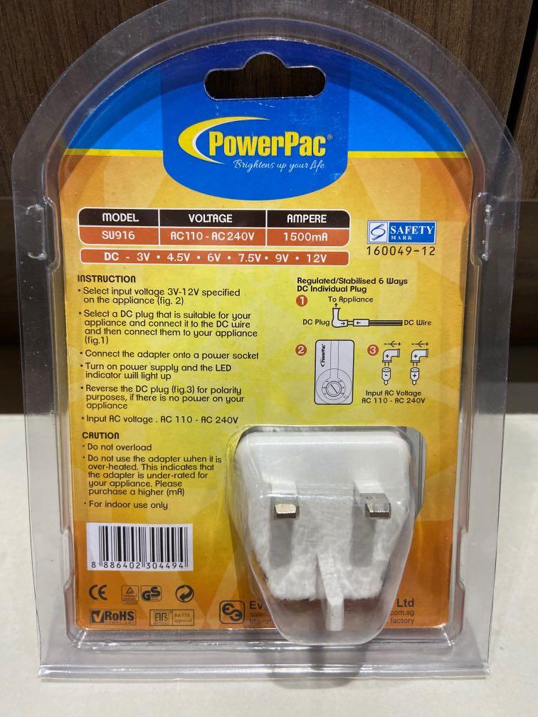 PowerPac Multiple AC/DC Adapter - 1500mA, TV & Home Appliances ...