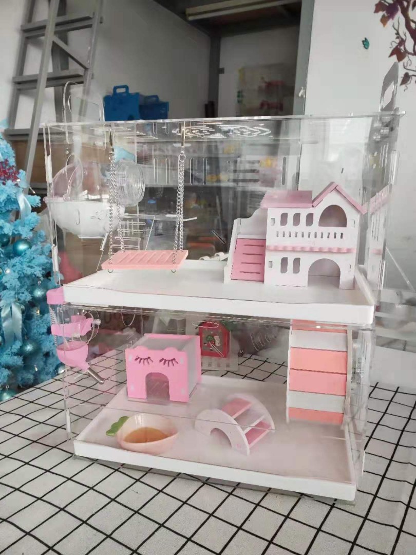 Acrylic Hamster Cage with drawer, Pet Supplies, For Small Animals, Pet ...