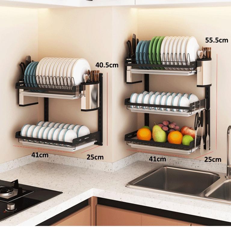 Black Kitchen Rack / Black Dish Rack / Black Wall Mount Dish Rack ...