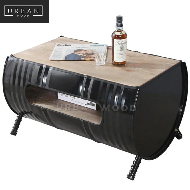 SHOT Industrial Metal Barrel Coffee Table, Furniture & Home Living ...