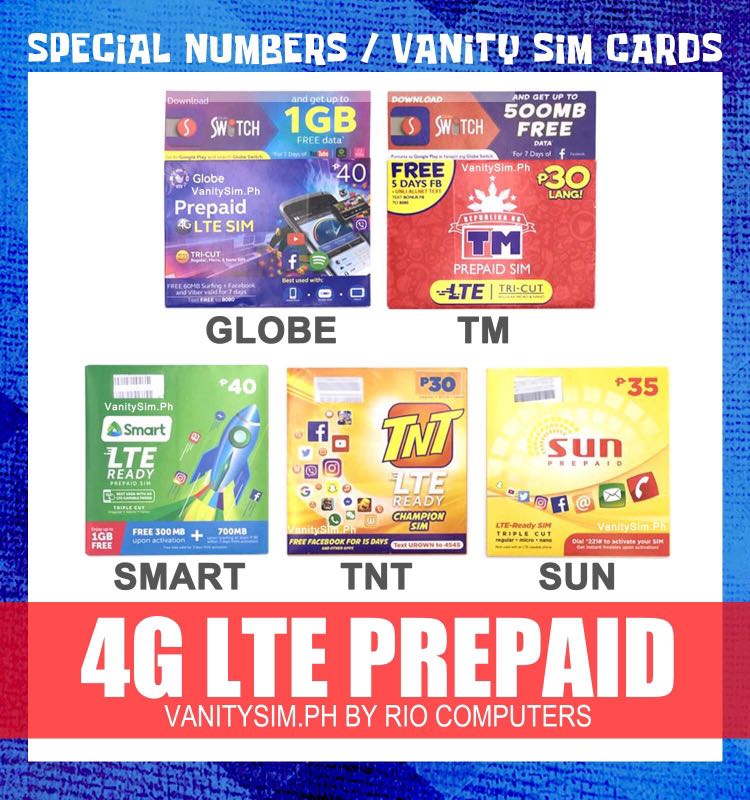 GLOBE SMART 5G / 4G SUN TNT TM Vanity Sim Special Number, Mobile Phones ...