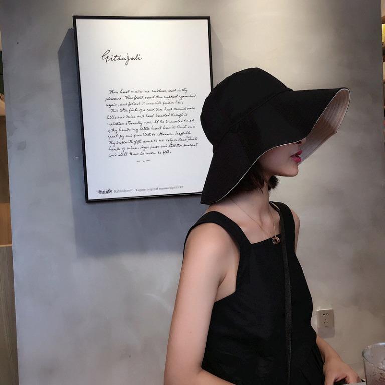 Women Reversible Bucket Hat Uv Sun Protection Wide Brim Summer Beach