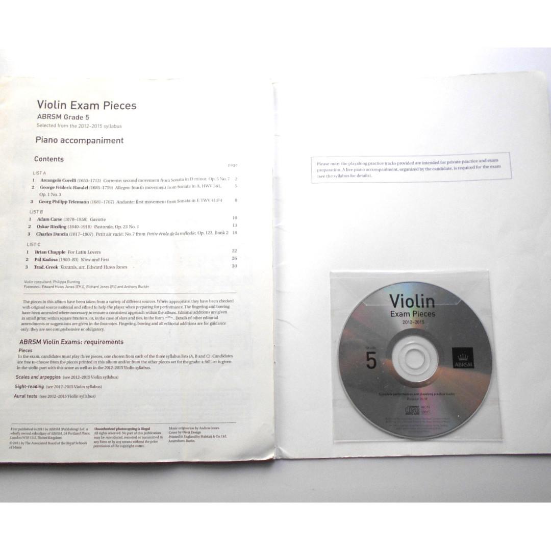ABRSM Grade 5 Violin Exam Pieces 小提琴 琴譜 + CD, 興趣及遊戲, 音樂、樂器 & 配件, 音樂與媒體 ...
