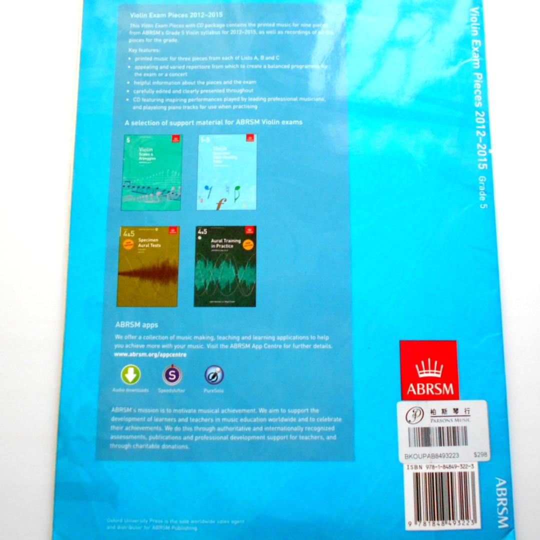 ABRSM Grade 5 Violin Exam Pieces 小提琴 琴譜 + CD, 興趣及遊戲, 音樂、樂器 & 配件, 音樂與媒體 ...