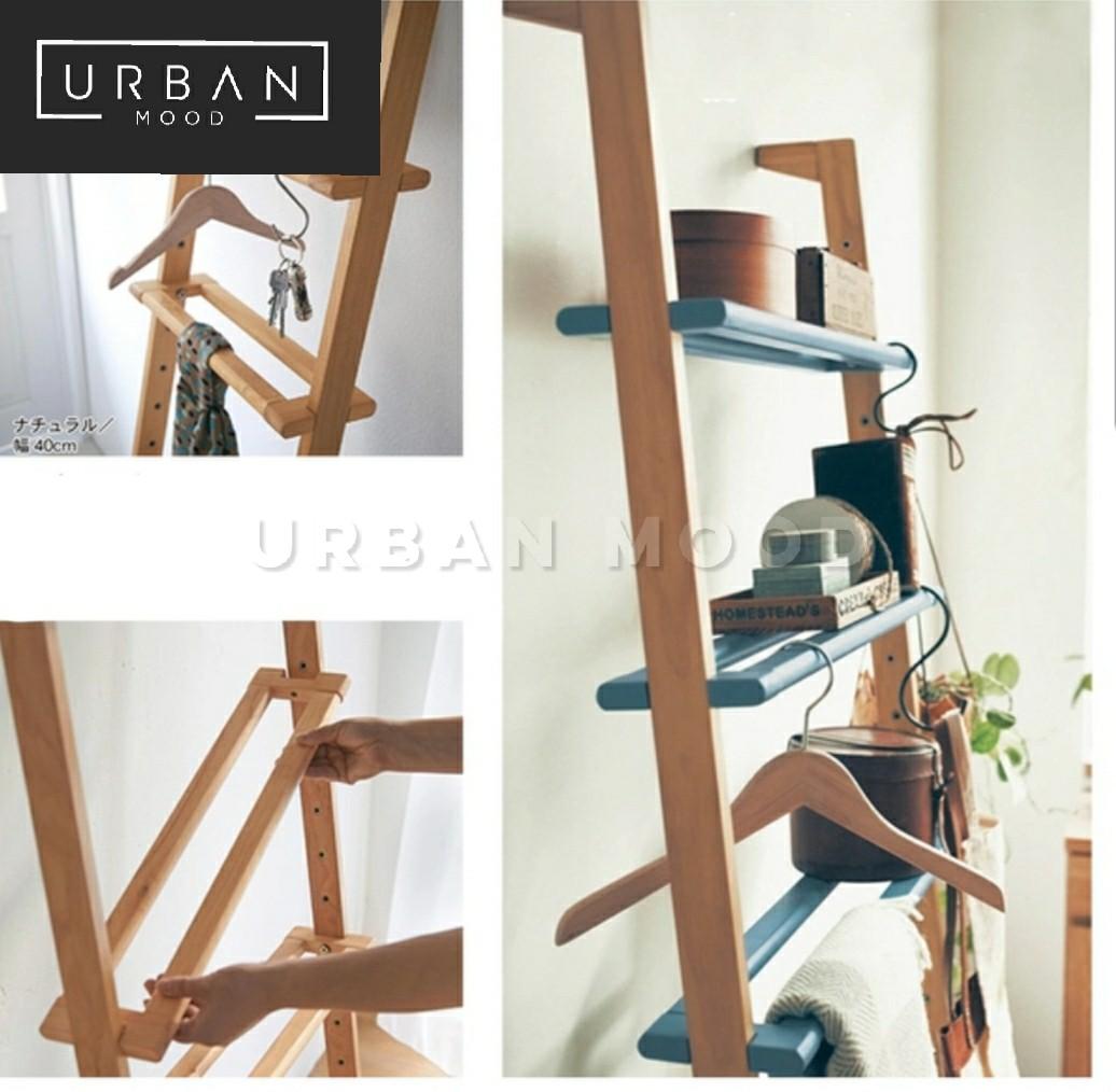 ECHELON Rustic Solid Wood Ladder Rack, Furniture & Home Living ...