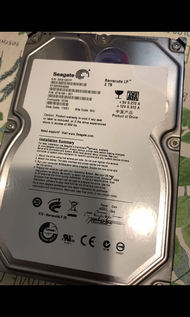 2TB 2T 硬碟 硬盤 hdd harddisk hard disk, 電腦＆科技, 電腦周邊及配件, 硬碟及儲存器 - Carousell