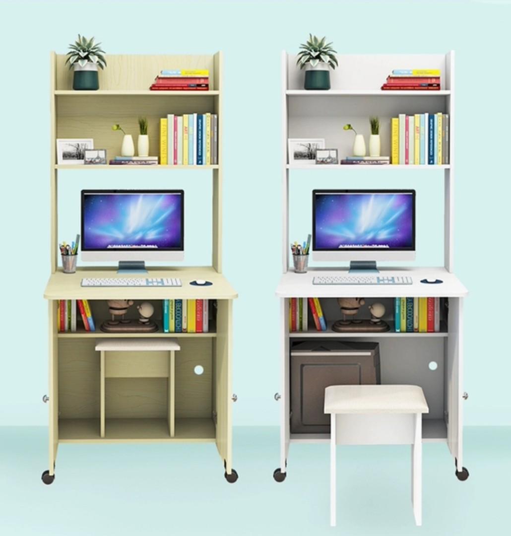 (訂貨價：$660) 百變折疊電腦枱(60|70cm)170cm高 電腦桌+書櫃(可配木椅)Computer Desk, 傢俬＆家居, 傢俬 ...