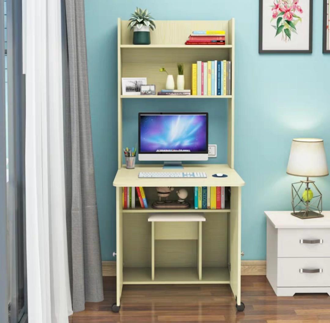 (訂貨價：$660) 百變折疊電腦枱(60|70cm)170cm高 電腦桌+書櫃(可配木椅)Computer Desk, 傢俬＆家居, 傢俬 ...