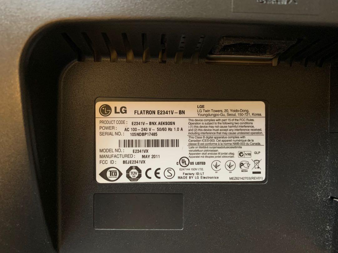 LG 23” 吋 LED monitor mon FHD Flatron E2341 顯示器 螢幕 屏幕, 電腦＆科技, 電腦周邊及配件 ...