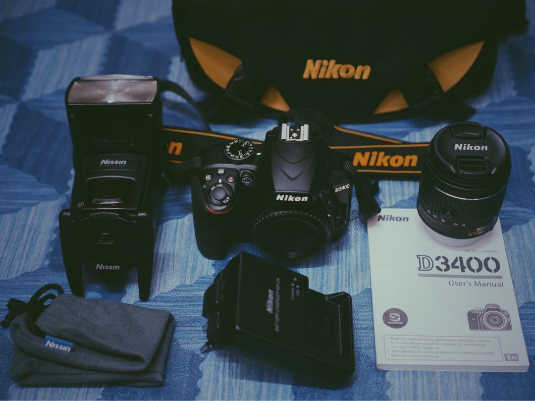 Nikon D3400 full set, Photography, Lens & Kits on Carousell