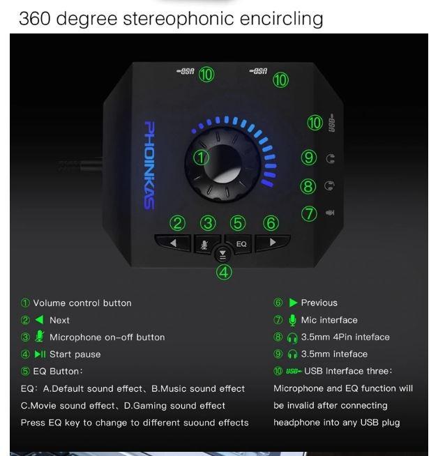 Phoinikas T10 Multi-Switch Usb Hub Audio Adapter External Stereo Card ...