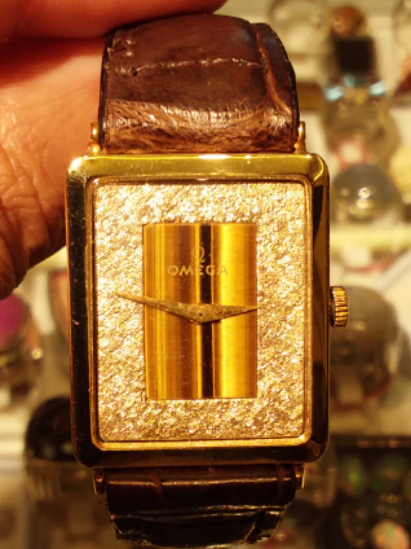 Rare Solid 14K Gold Vintage Omega Dress Watch With Tiger Eye Stone Dial ...