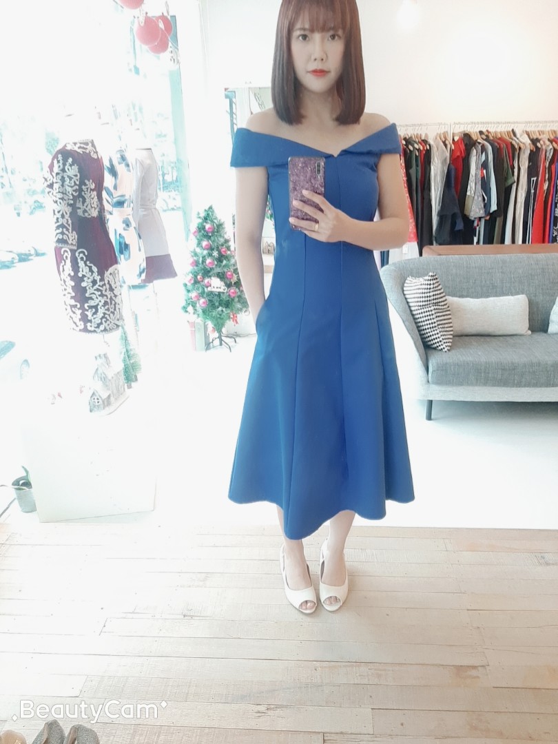 Blue dinner dress, Women's Fashion, Muslimah Fashion, Dresses on Carousell