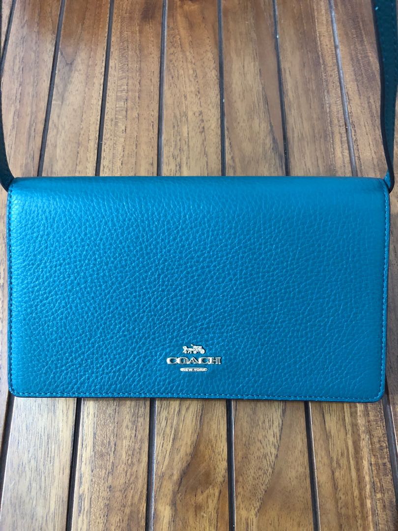 Coach leather envelope shoulder bag with removable strap, Women's ...