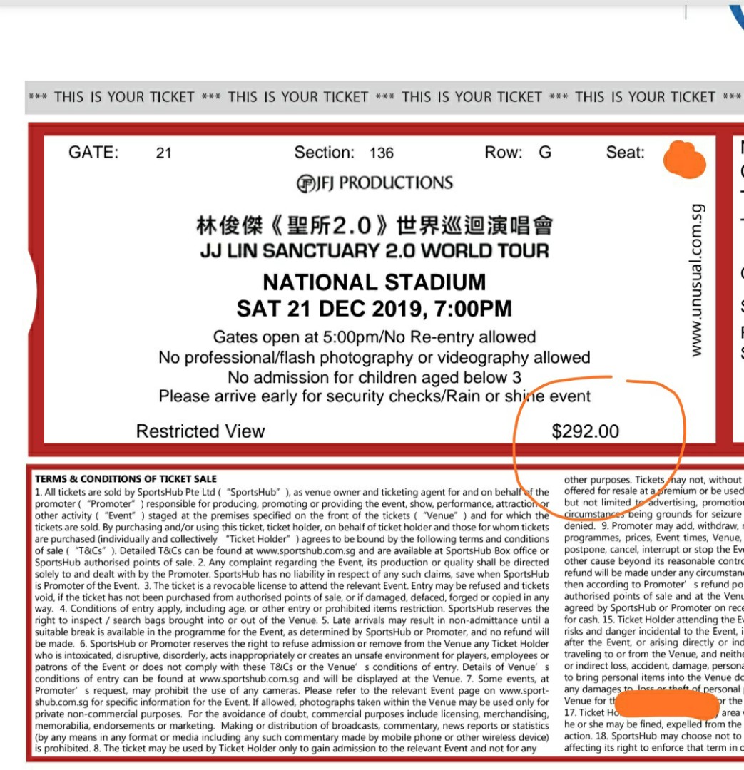 JJ concert : 21/12, Tickets & Vouchers, Event Tickets on Carousell