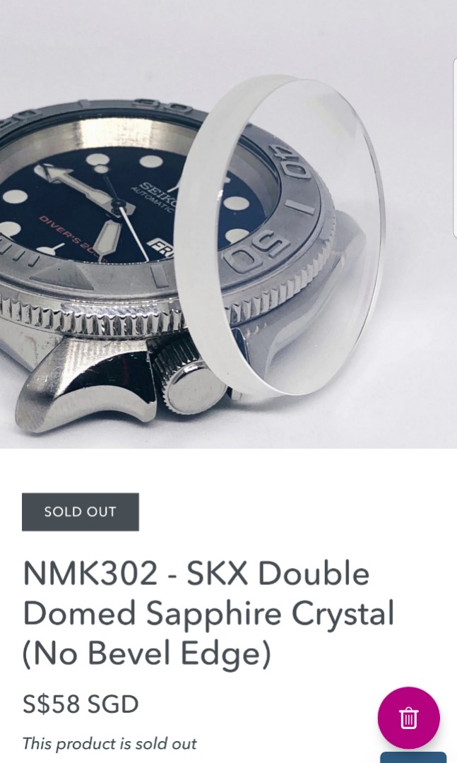 Namoki double dome sapphire crystal for skx, Men's Fashion, Watches ...