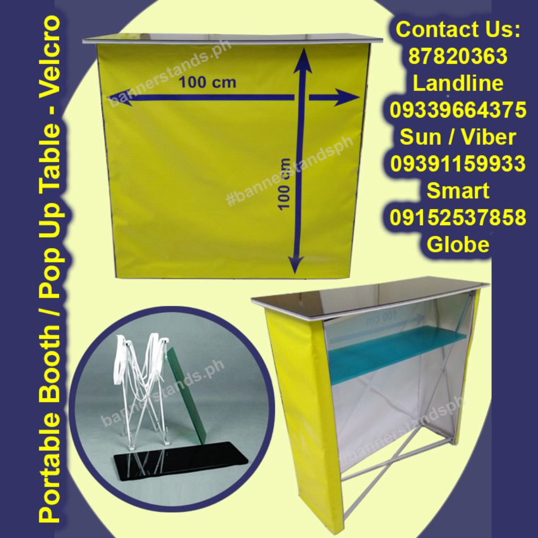 Pop Up Desk Portable Booth Counter Velcro Reception Collapsible ...