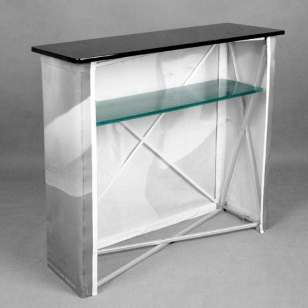 Pop Up Desk Portable Booth Counter Velcro Reception Collapsible ...