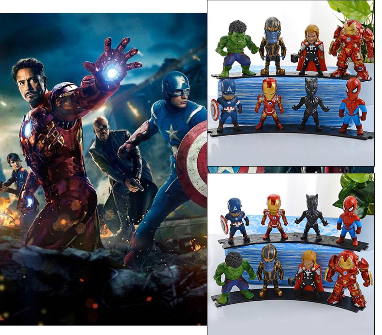 8 sets Avengers (iron man/black panther/ Thor/Hulk/Spider-Man/Thanos ...
