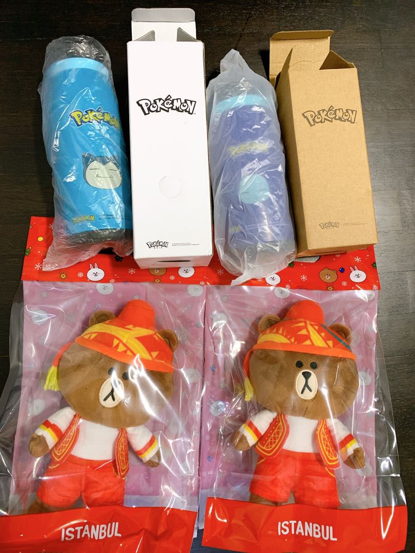 LINE Bears free pokemon bottles , Hobbies & Toys, Toys & Games on Carousell