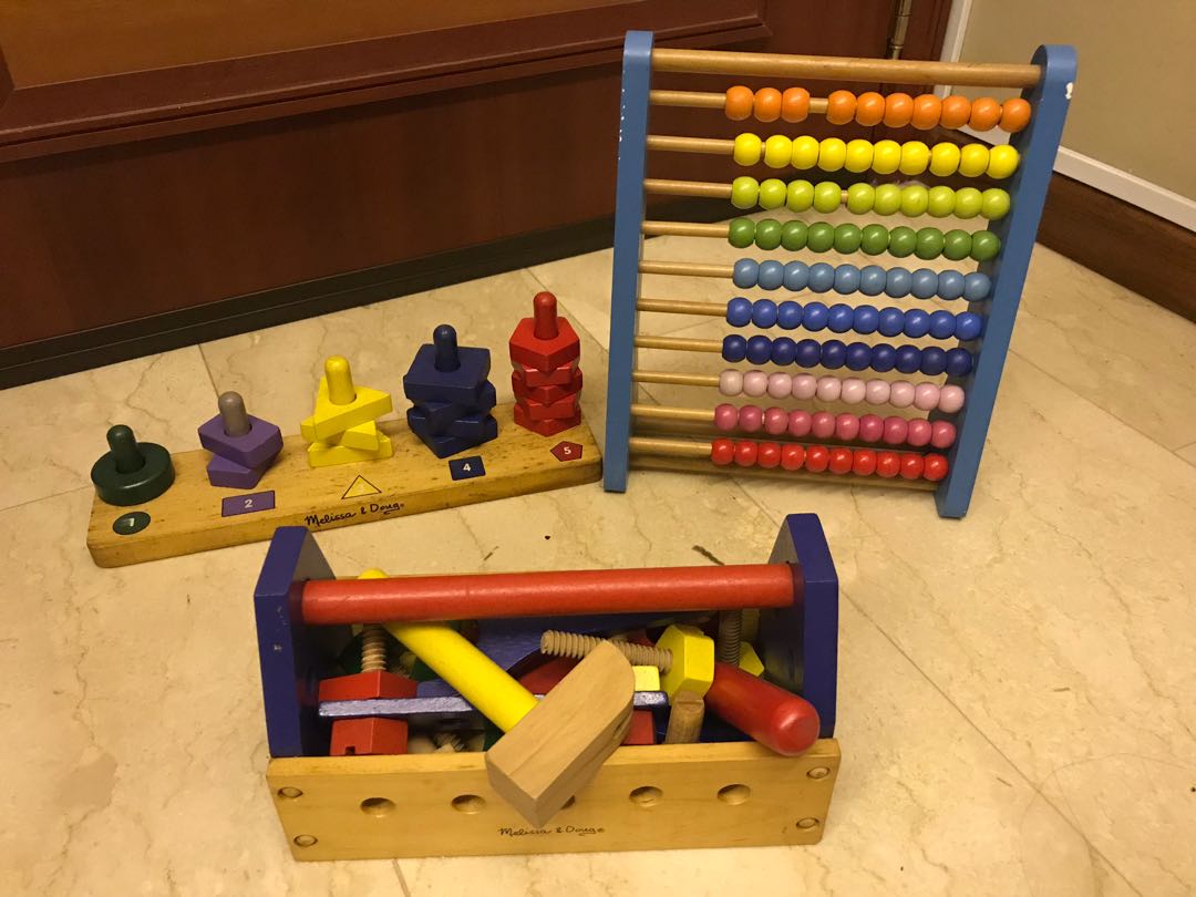 M&D Wooden toolkit, sorting set, abacus, Babies & Kids, Baby Nursery ...