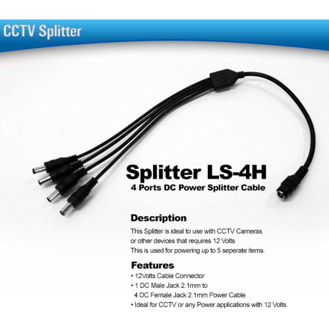 DC Power Splitter 4 Port, Furniture & Home Living, Security & Locks ...
