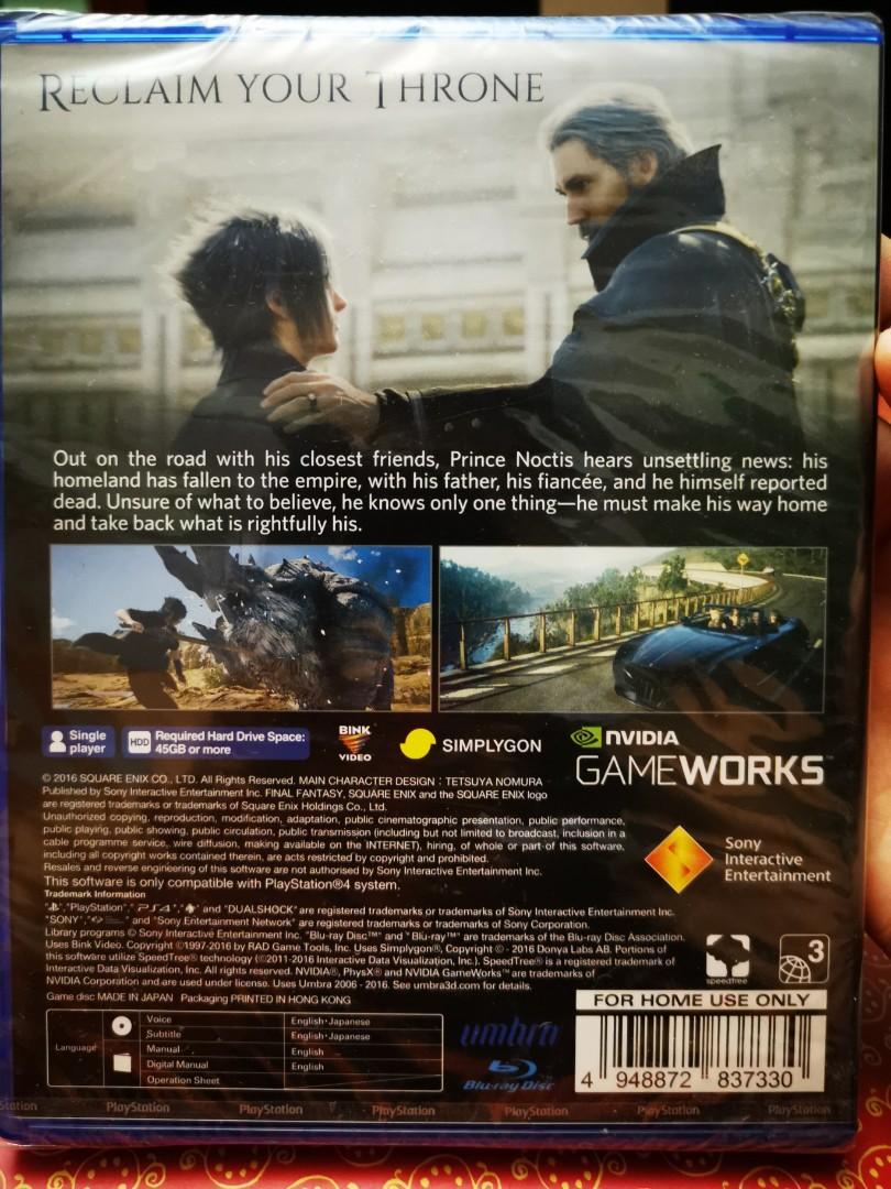 Final Fantasy XV FFXV, Video Gaming, Video Games, PlayStation on Carousell