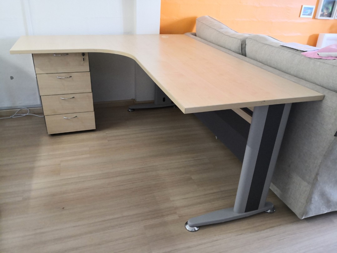 L-shape office tablr, Furniture & Home Living, Furniture, Tables & Sets ...