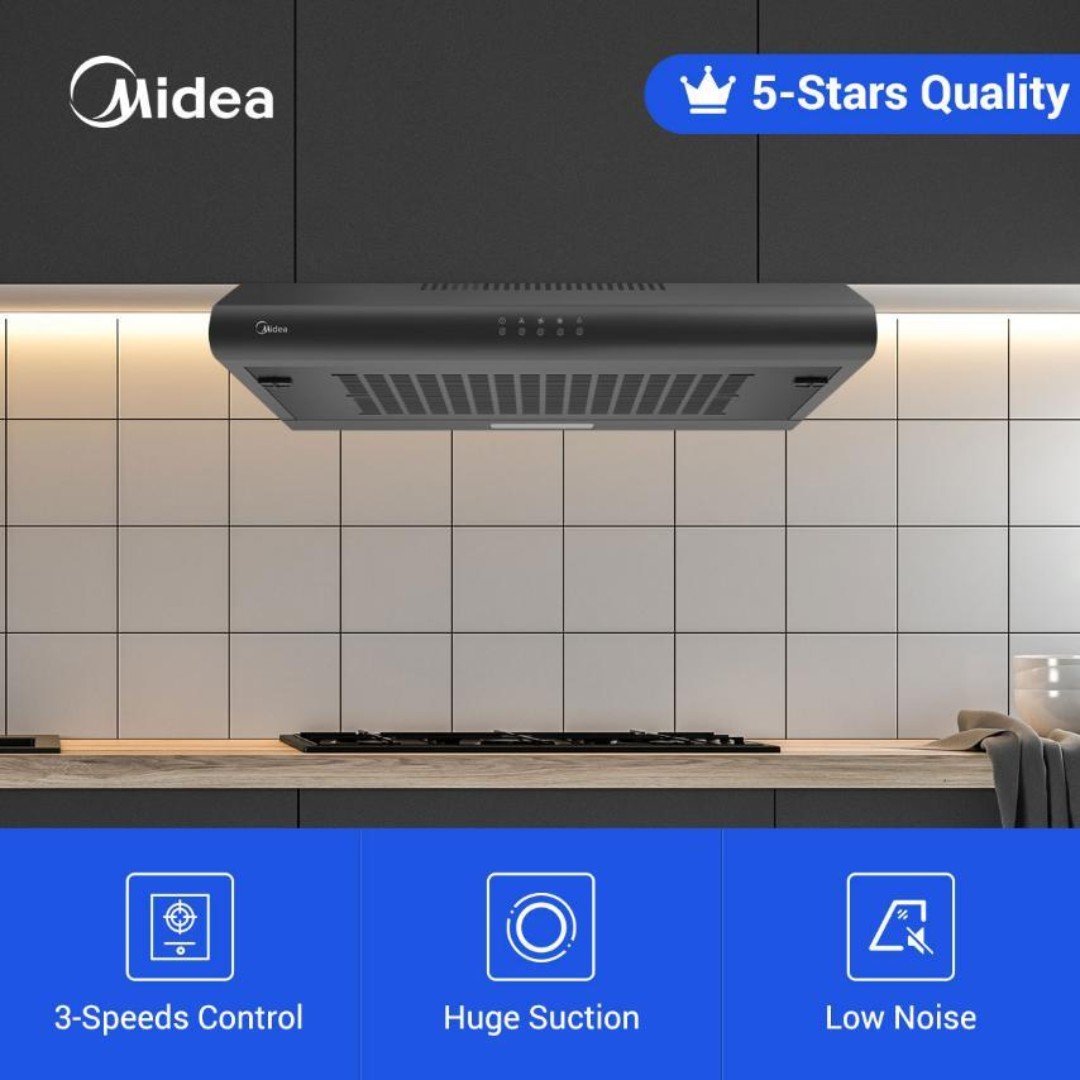 Midea 60CM Black Slim Push Button Ducted / Ductless Range Hood, TV ...